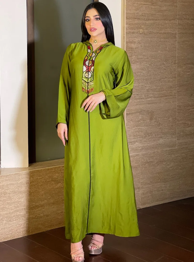 Vestido Abaya musulmán con capucha para mujer, bata de borla hecha a ...
