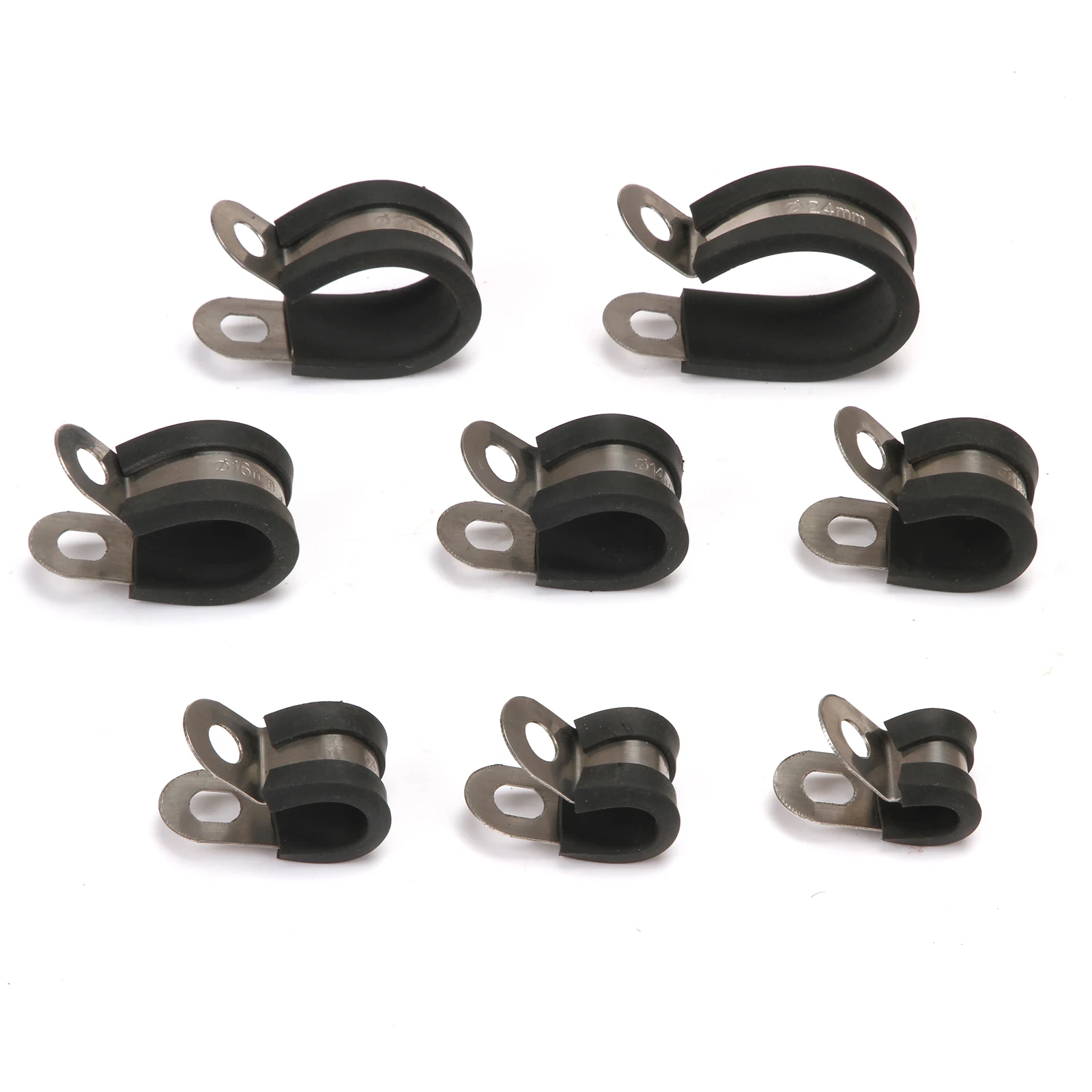 Stainless-Steel-Black-Rubber-Lined-Retaining-Hose-P-Clips-Clamp-Hose ...