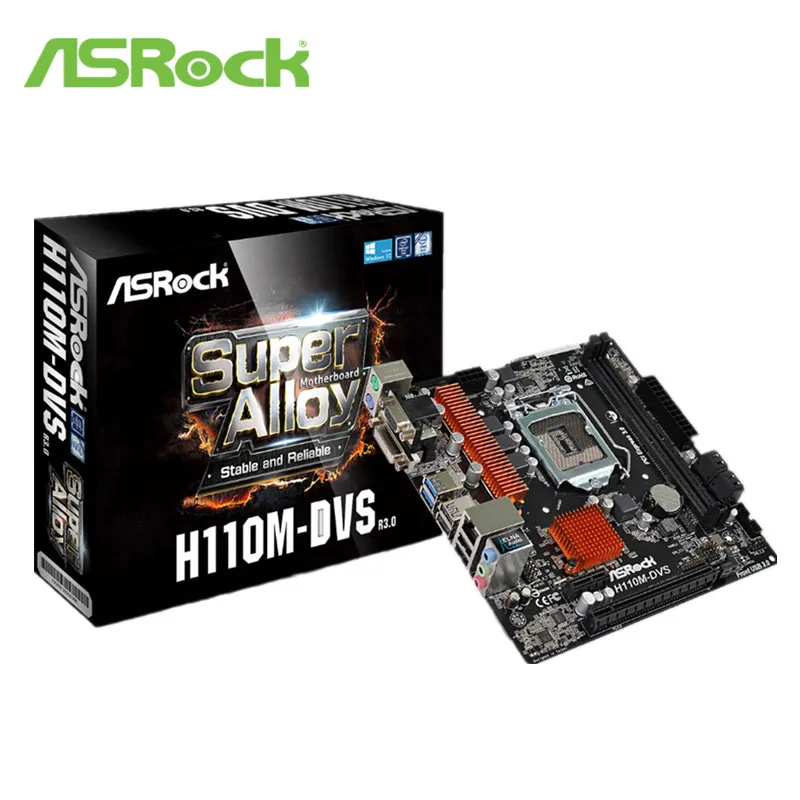 Asrock H110M DVS r3.0 nova placa mãe 2133mhz intel h110 chipset 4 * sata 6bb/s pci usb3.0/2.0 ...