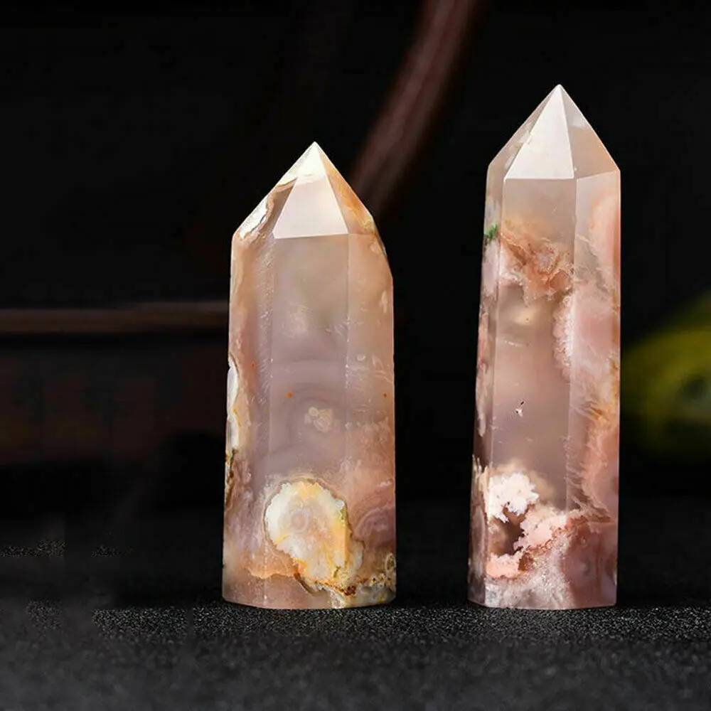 Healing stones and wands Crystal Points Blossom Agate towers Rocks ...