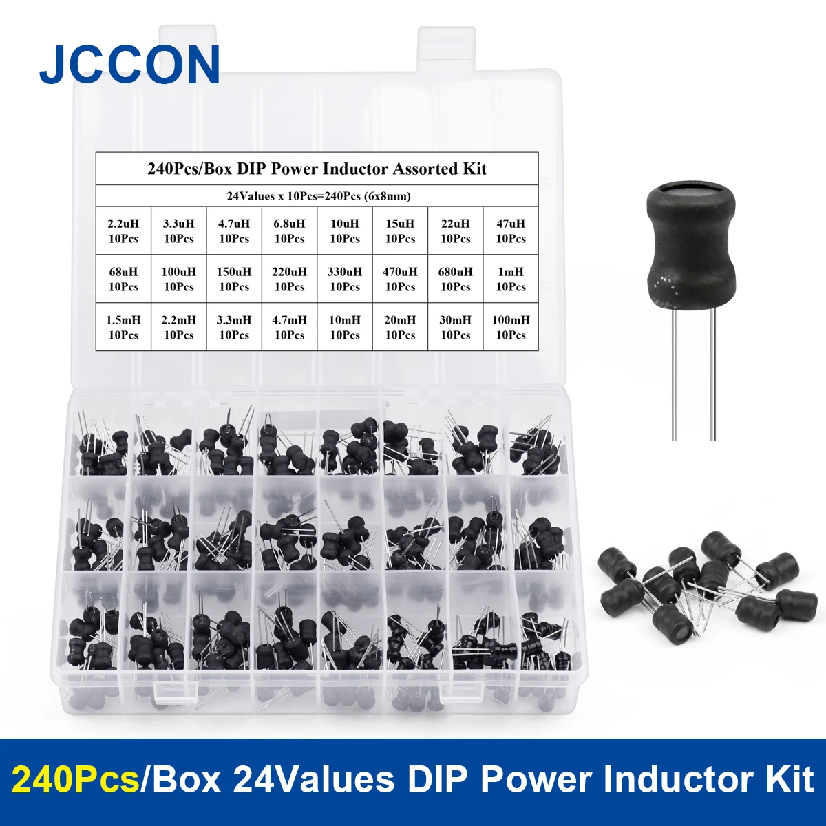 240Pcs-Box-DIP-Power-Inductor-Assorted-Kit-24Values-x-10Pcs-Inductance ...