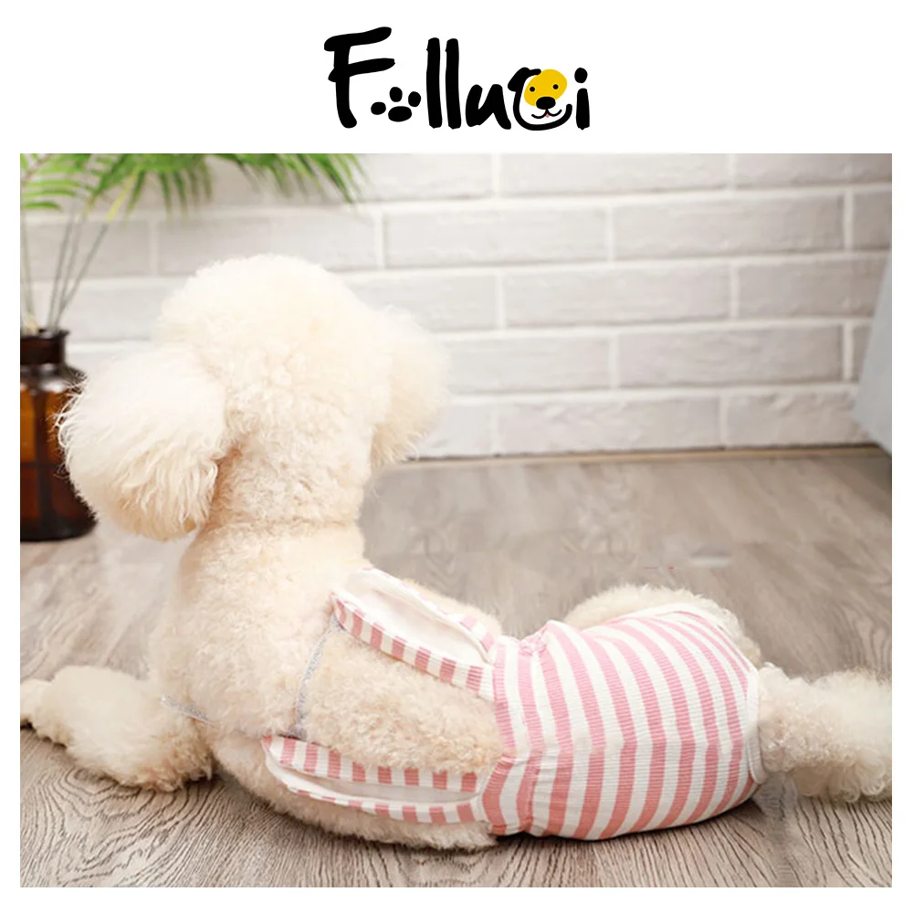 Female Dog Physiological Pants Diaper Cartoon Stripe Cotton Pet Shorts ...