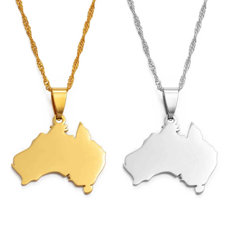 Anniyo The Commonwealth Of Australia Map Pendant & Necklaces For Women ...