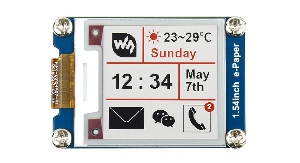 Waveshare 200x200 1.54inch E-ink Display Module Red/white/black Three Color E-paper For ...