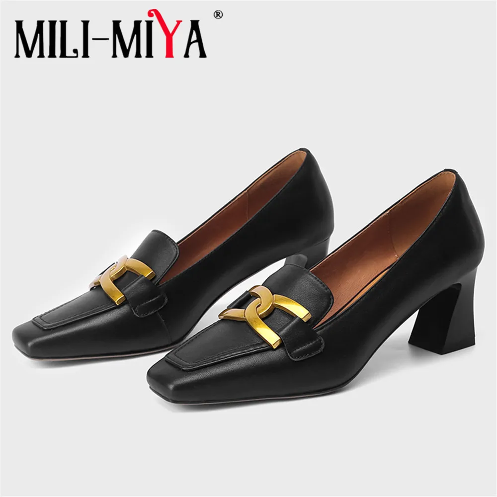 MILI-MIYA New Genuine Leather Loafers Shoes Women Spring Thick High ...