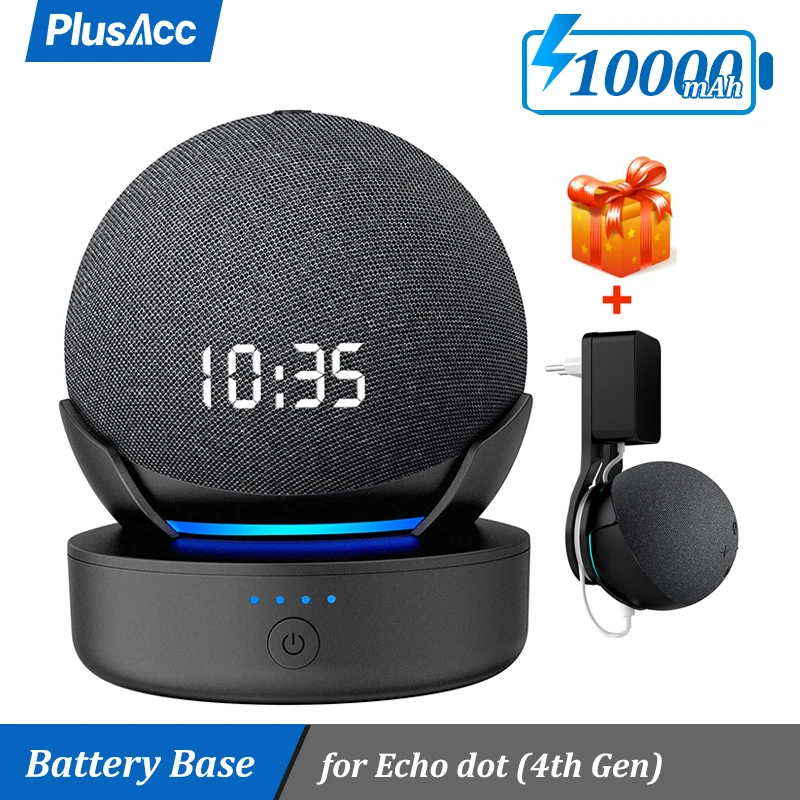 Plusacc 10000mah Portable Battery Base For Amazon Alexa Echo Dot 4 4th ...
