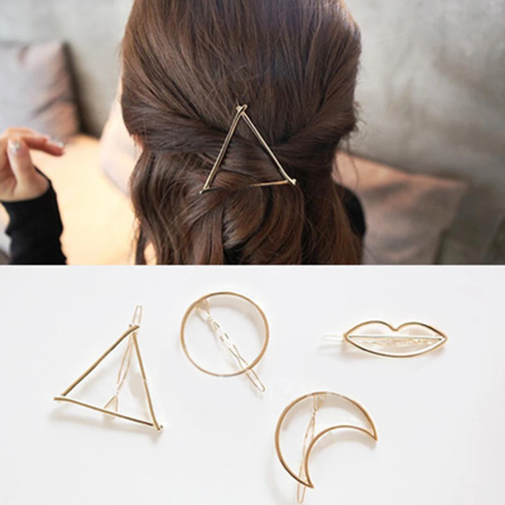 Fashion Hair Clip for Women Elegant Triangular Moon Lip Round Barrette ...