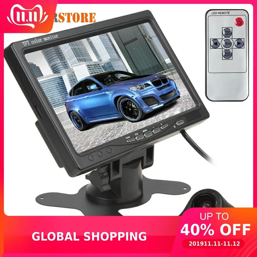 7 pulgadas TFT LCD Car back View Monitor DVD VCR Monitor 2 entrada de ...