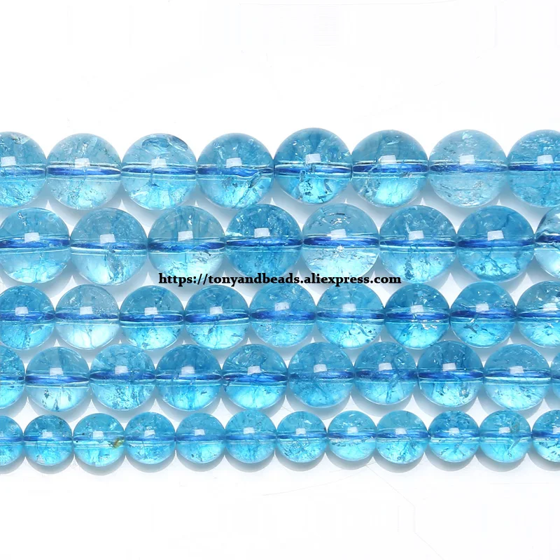 Dyed Lake Blue Color Natural Crystal Quartz Round Loose Beads 15 ...