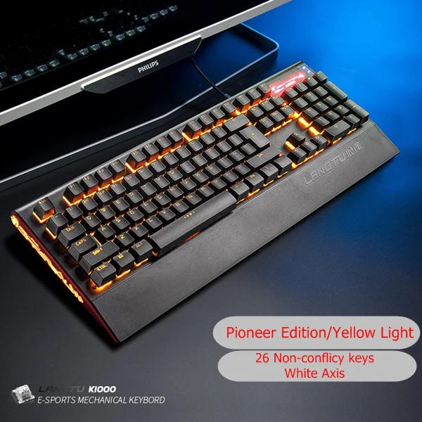 Wolf Totem Ergonomic Backlit USB Wired Mechanical Gaming Keyboard ...