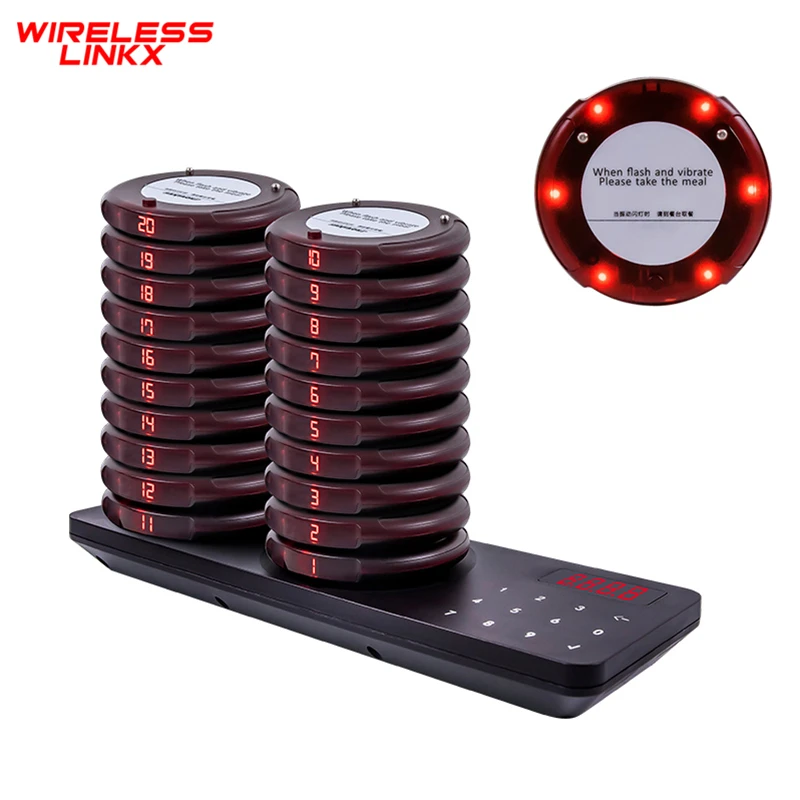Wirelesslinkx Restaurant Pager Calling Paging System 20 Coaster Buzzers ...