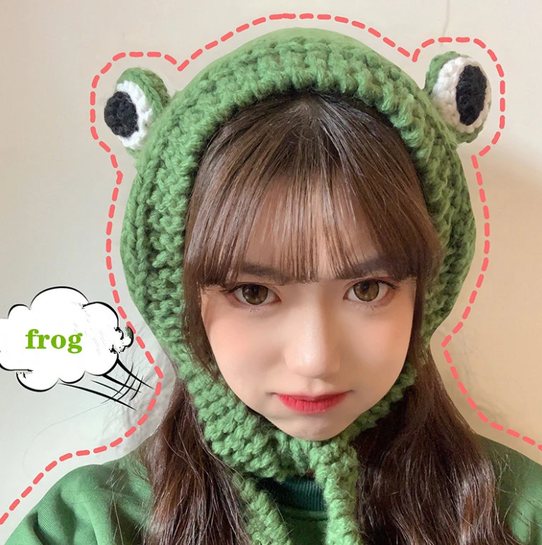 Winter Skullies Cute Women Frog Hat Crochet Knitted Hat Costume Beanie ...