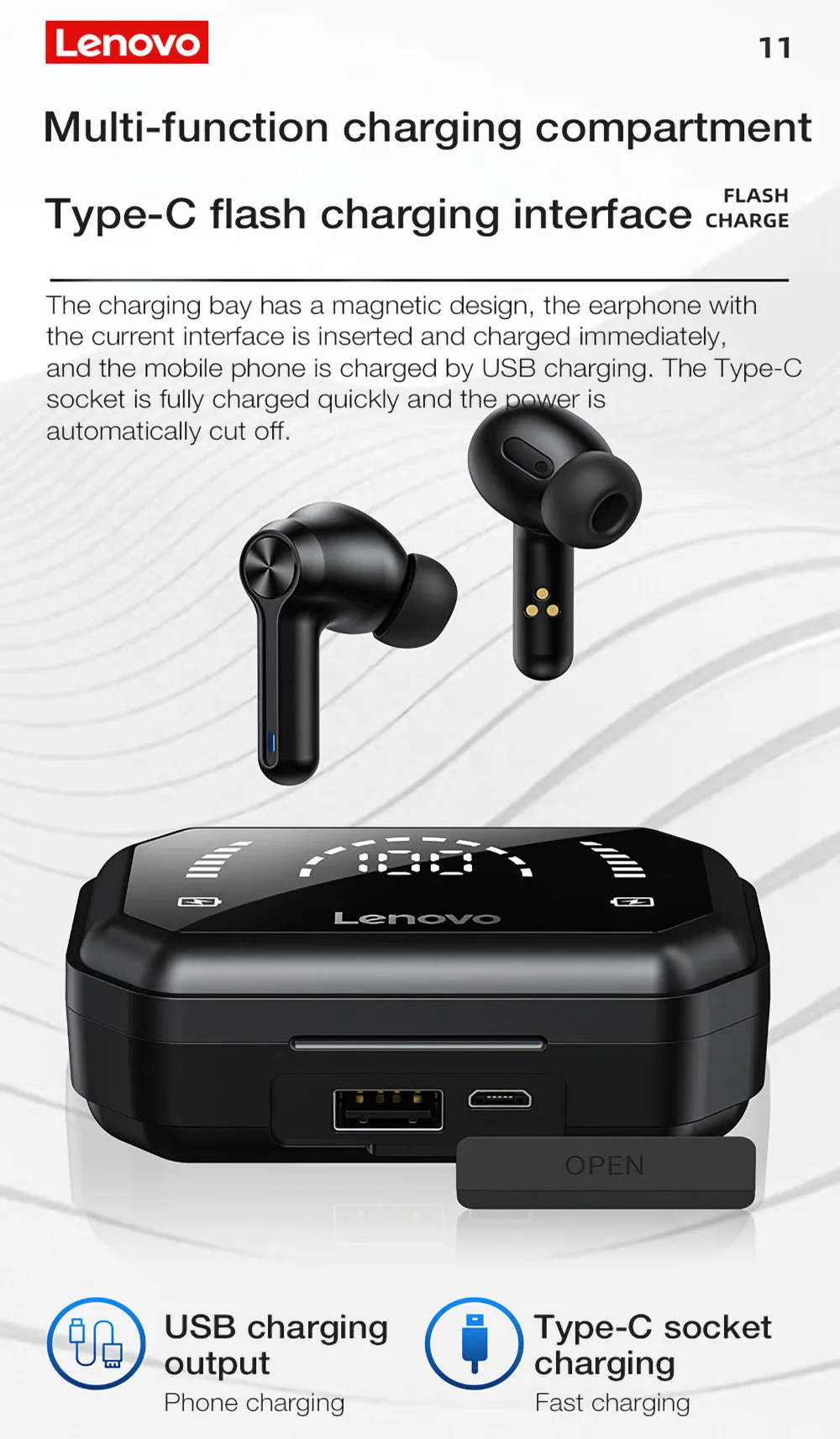 Lenovo Thinkplus LP3 Pro Bluetooth Earbuds with LED Display - Compro System