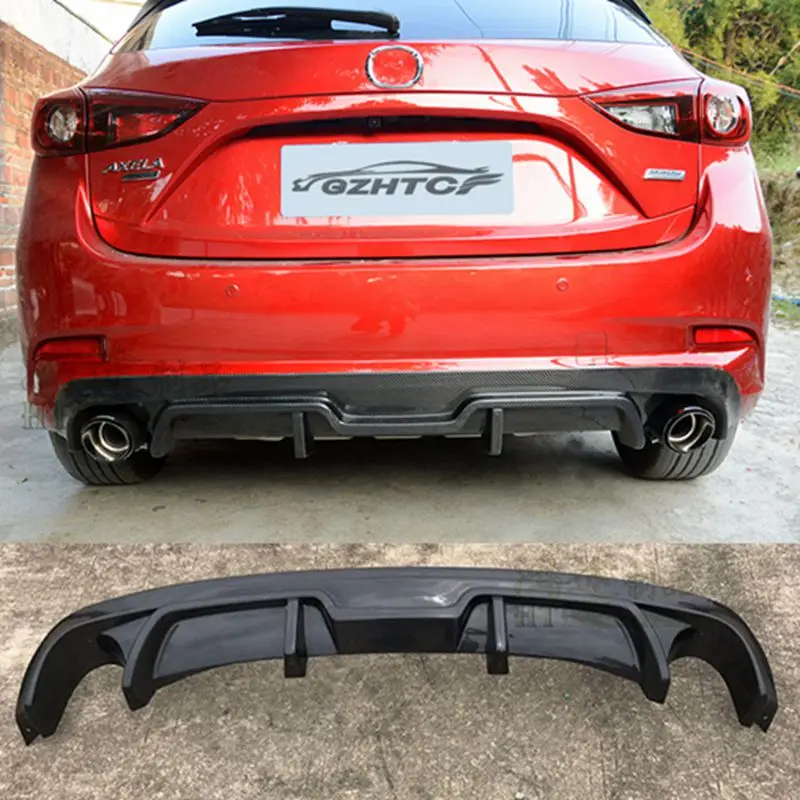 Real Carbon Fiber Sports Car Rear Diffuser For Mazda 3 Axela Hatchback ...