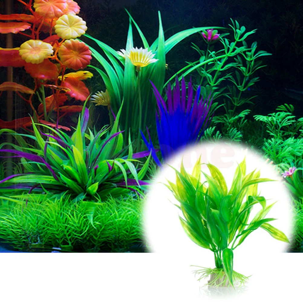 Hot Artificial Plastic Water Plant Grass Aquarium Decorations Plants ...