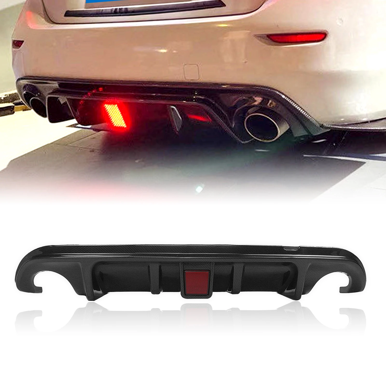 Rear Bumper Diffuser Lip For Infiniti Q50 2014 2015 2016 2017 Carbon ...