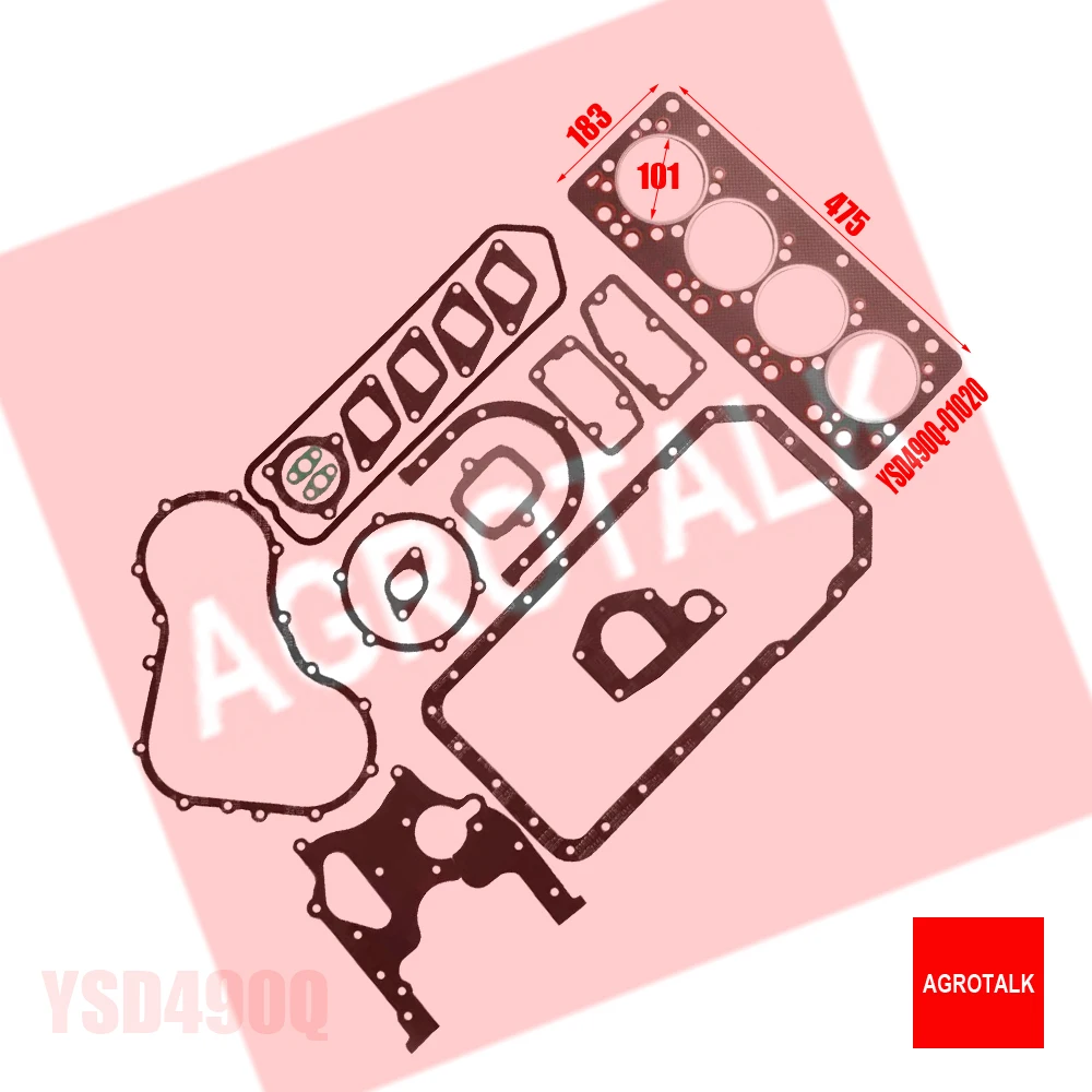 Set of gaskets kit including head gasket for Yangdong YSD490 / Y495GP ...