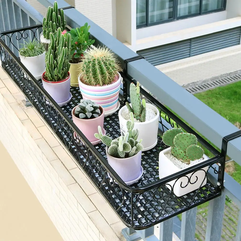 Varanda Hanging Flower Rack, Rail Flowerpot, Prateleira de trilhos ...