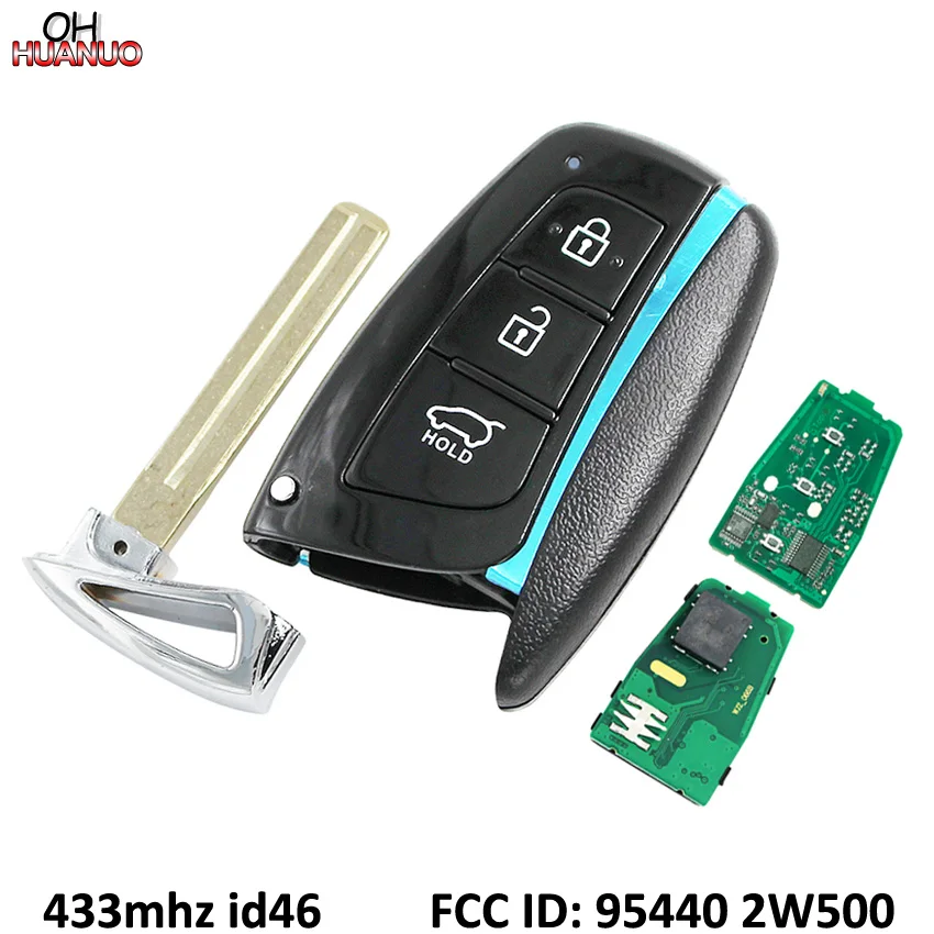 3 Button Smart Remote Key Fob for Hyundai Santa Fe 433MHz with ID46 ...