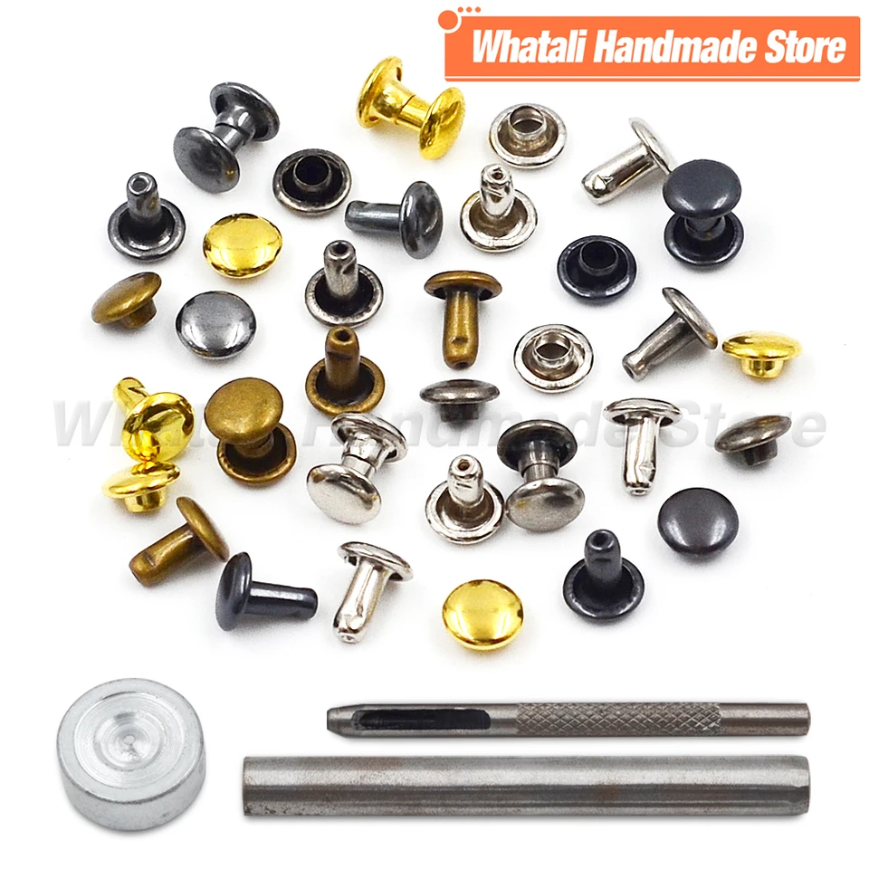 Leathercraft Rivets Trimming Shop Extra Long Double Cap Studs, Brass ...