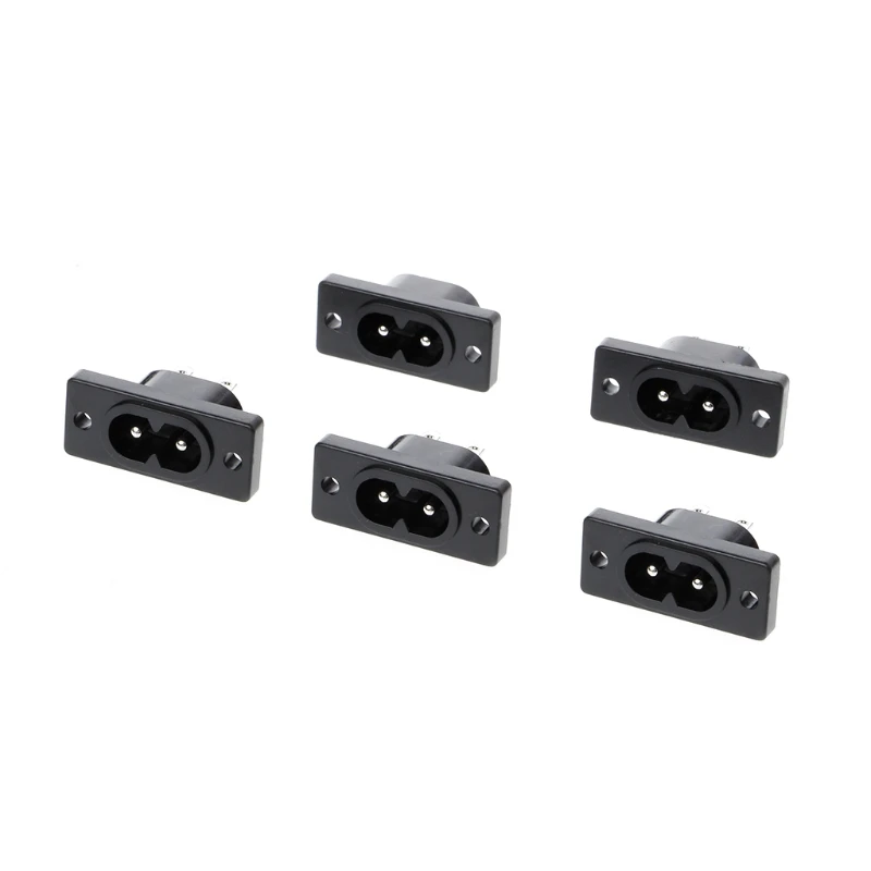 5-Pcs-1-Set-IEC320-C8-Power-Plug-Black-2-Terminal-Plug-Power-AC-Input ...