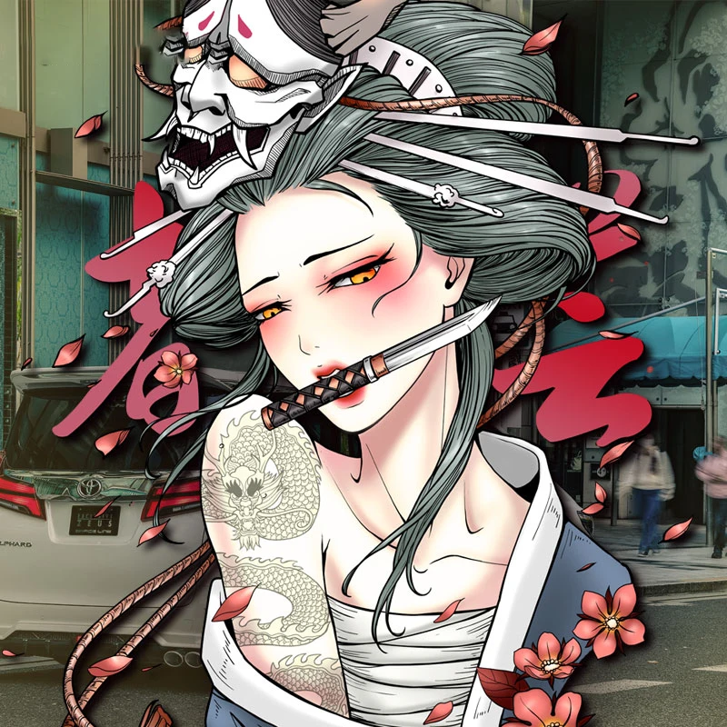 Noizzy 일본 게이샤 매력 자동차 스티커 자동 데칼 바람막이 JDM 비닐 반사 오토바이 문 앞 유리 스타일링 액세서리|차량용 스티커| - AliExpress