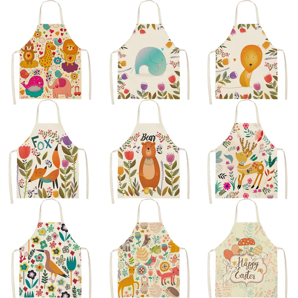 Cartoon animal pattern Apron for hairdresser Woman kitchen apron aprons ...
