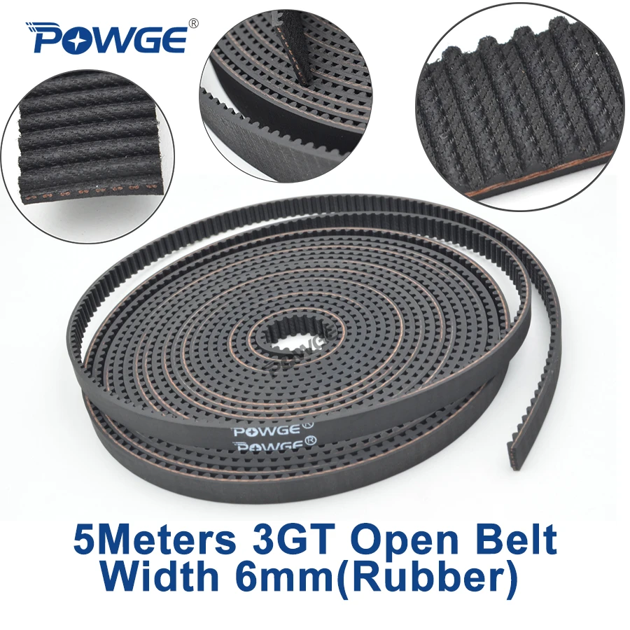 Powge 5meters 3mgt 3gt Open Synchronous Timing Belt 3gt 6 Width 6mm 3gt-6 Rubber Gt3 3kc Belt ...