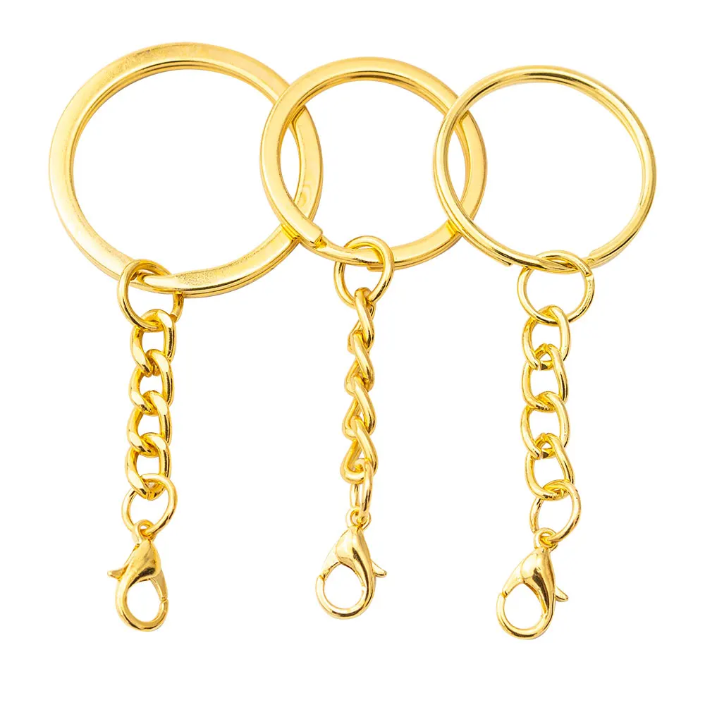 Plate Golden Flat/ Ripple Iron Keychain With 302# Lobster Clasp For ...