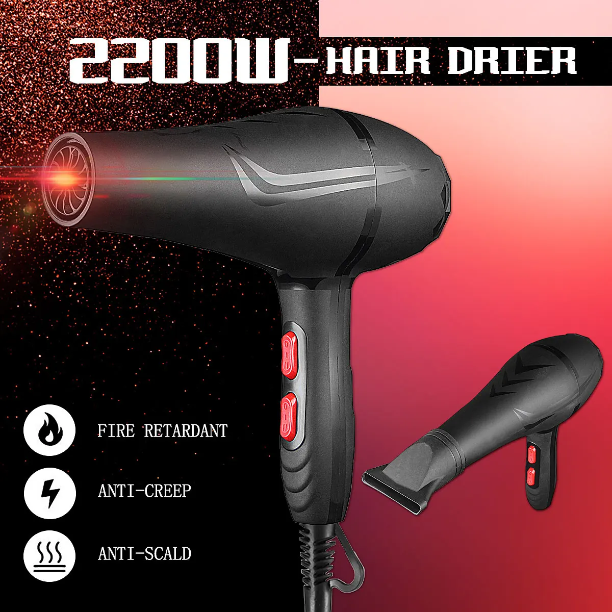 Professional 2000W Hair Dryer Barber Salon Styling Tools Hot Cold Air ...