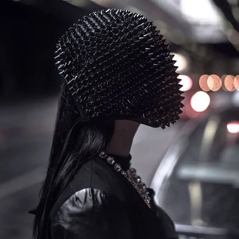 Nightclub GOGO party full crystal&rivet hood mask bar rave gogo ...