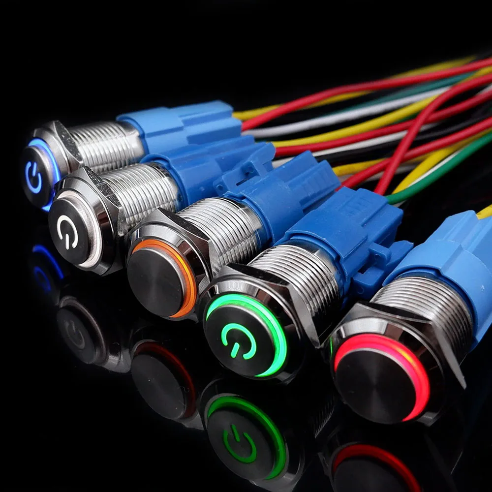 Металлический кнопочный переключатель PRONCH 12/16/19/22 мм синего ...