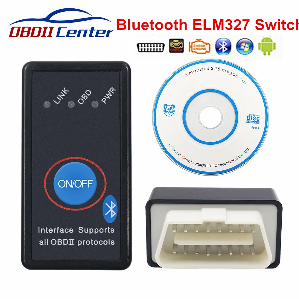 슈퍼 미니 OBD2 ELM327 블루투스 스위치 ELM 327 OBD 2 OBD II 진단 스캐너 자동 ELM327 V2.1 ...