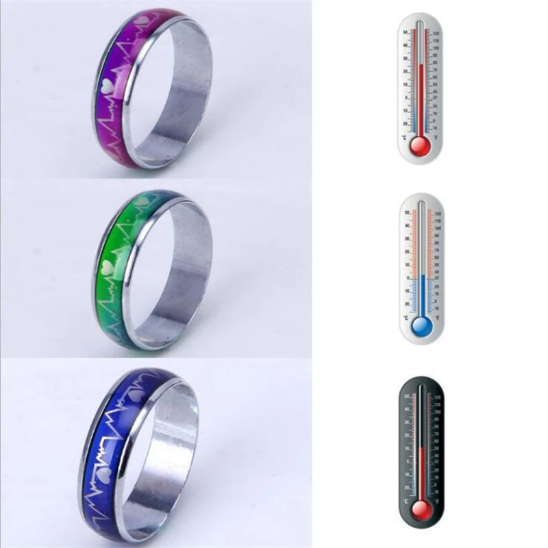 Emotion Feeling Mood Heart Rate Colorful Changing Magic Stainless Steel ...