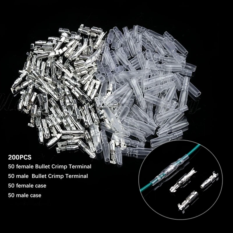 80/50 Sets Car Auto Motorcycle Bullet Terminals 4mm Male & Female Wire ...