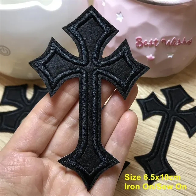 New arrival 10 pcs Black cross mixed colors Embroidered patches iron on ...