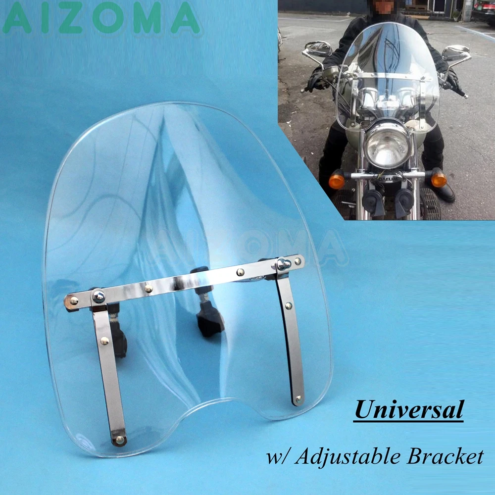 Motorcycle Clamp Mount Windshield Universal Standards Wind Screen Kit ...