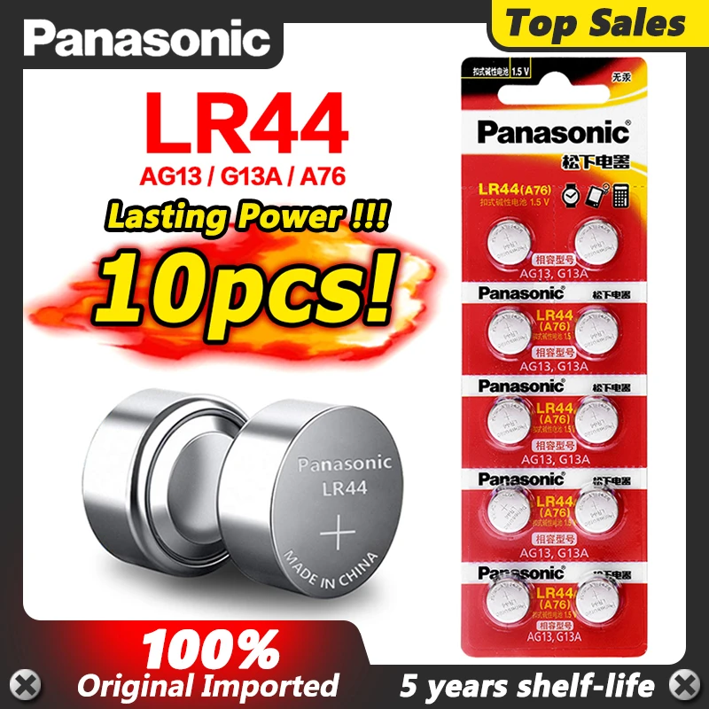 Panasonic 10pcs 2020 Promotion New 1.5v LR 44 LR44 AG13 Watch Clock ...