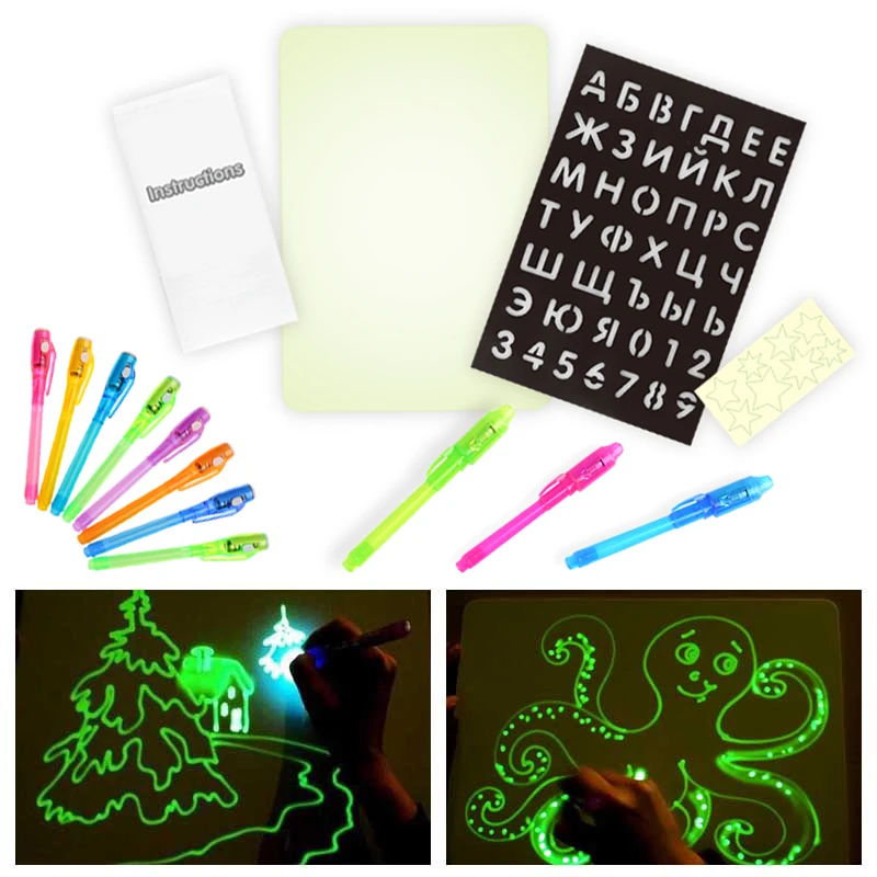 Draw-With-Light-In-Dark-DIY-A5-Drawing-Board-Illuminate-Luminous-LED ...