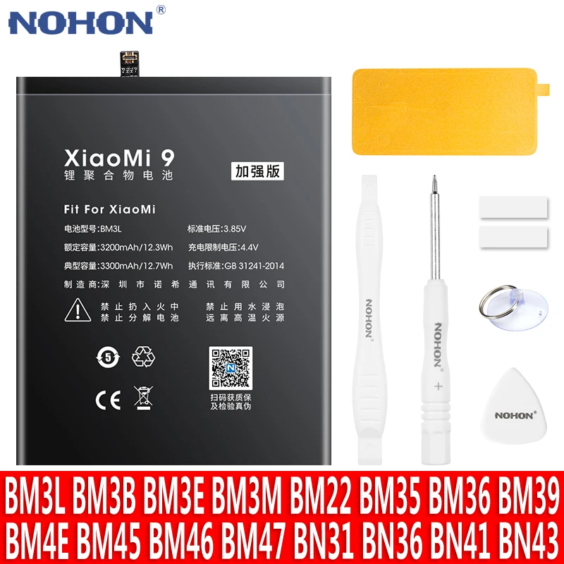 Nohon Battery For Xiaomi Mi 9 Se 8 4c 5 5s 5x 6 6x A2 Pocophone F1 Mix ...
