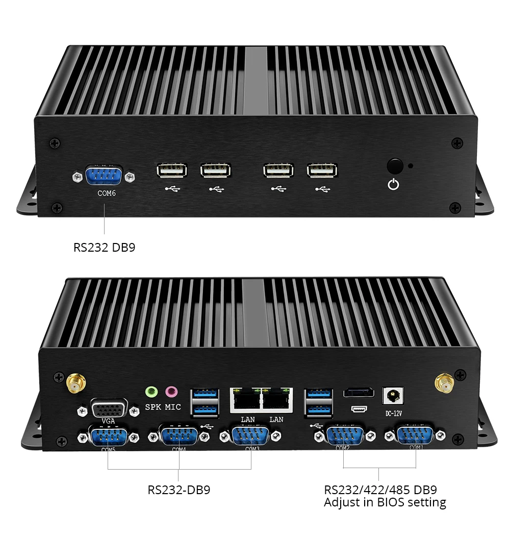 Fanless Industrial Embeded Mini PC Intel Core i5 4278U Windows Linux Dual Gigabit Ethernet RS232 ...