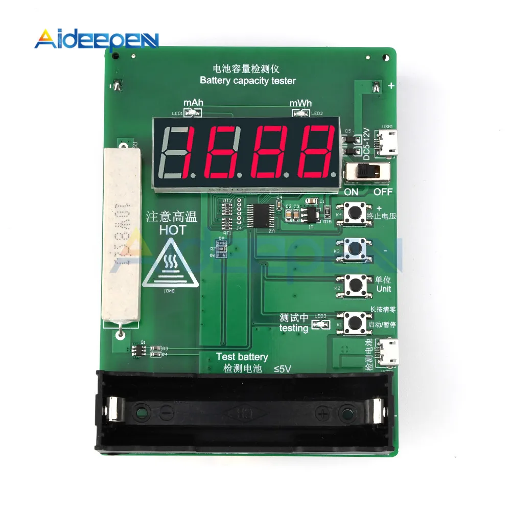 Battery Testers DC 5-12V Battery Capacity Tester MAh MWh for 18650 ...