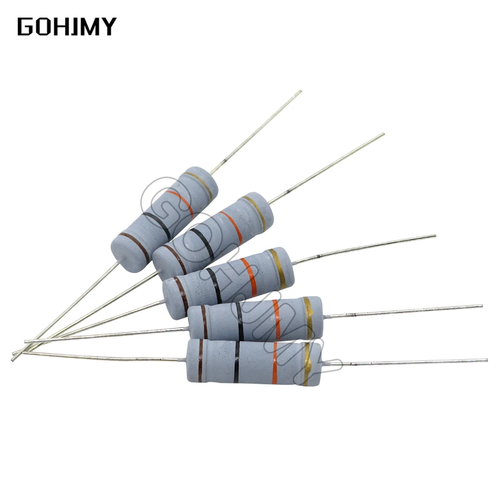 10pcs Carbon Film Resistor 5% 5w 1r ~ 1m 2.2r 10r 22r 47r 51r 100r 150r ...