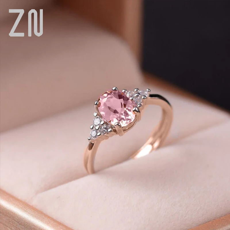 ZN-Dainty-Pink-Oval-Crystal-Ring-for-Women-Simple-Style-Engagement-Ring ...