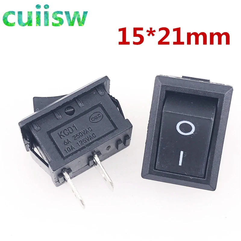 10pcs-lot-Rocker-switch-15-21mm-black-2-pin-AC-250V-6A-Black-Plastic ...