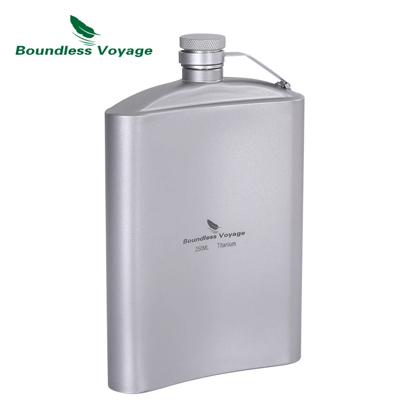 Boundless Voyage 250ml Titanium Hip Flask with Funnel Mini Cup Camping ...