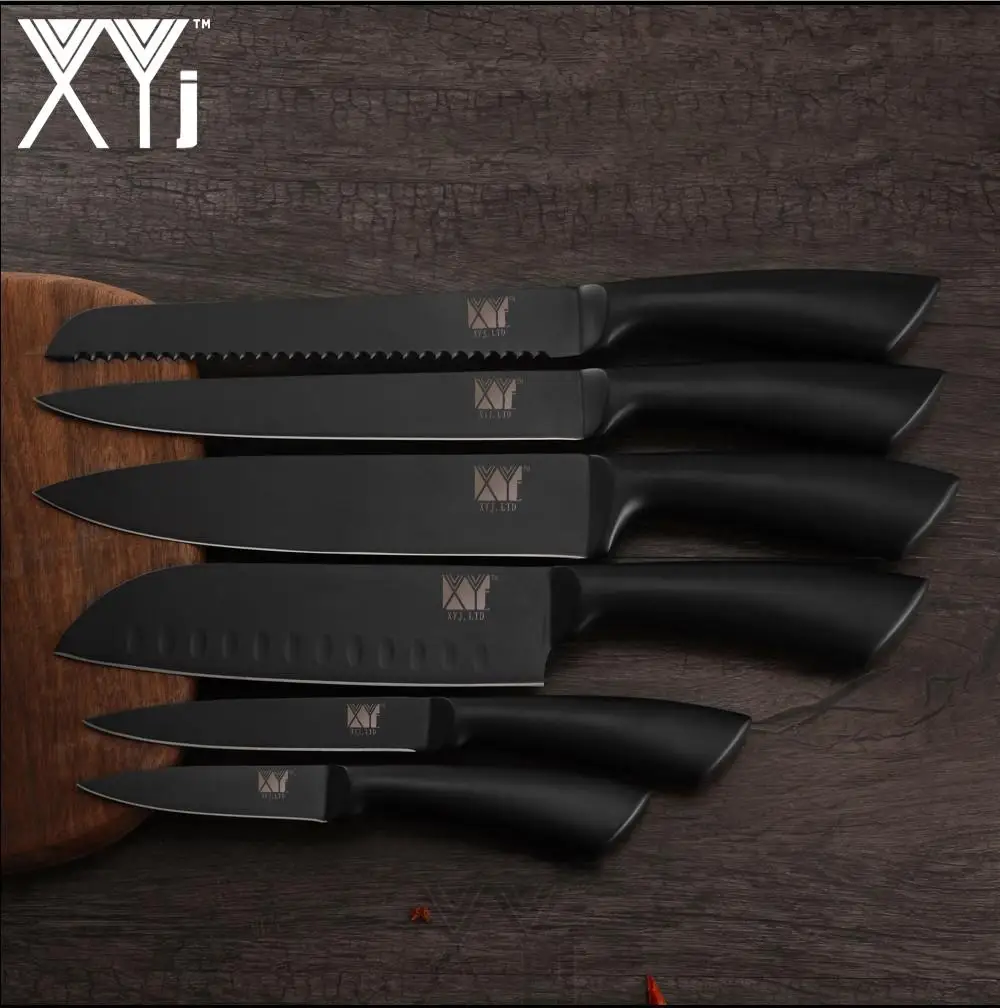 Stainless Steel All Black Chef Kitchen Knife 8'' Bread Slicing 5 ...