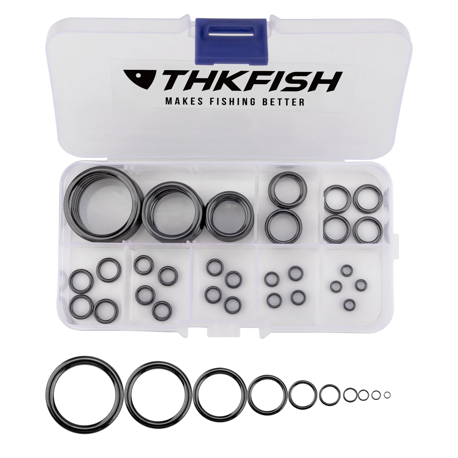 THKFISH 40pcs Fishing Rod Guides Ring Repair Set 4mm-30mm Round O Rings ...