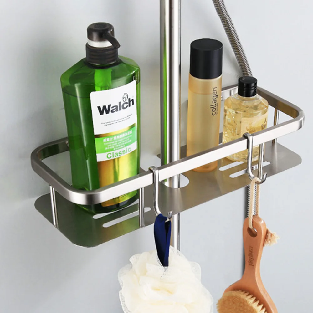 304-Stainless-Steel-Punching-Shower-Storage-Rack-Shampoo-Tray-Single ...
