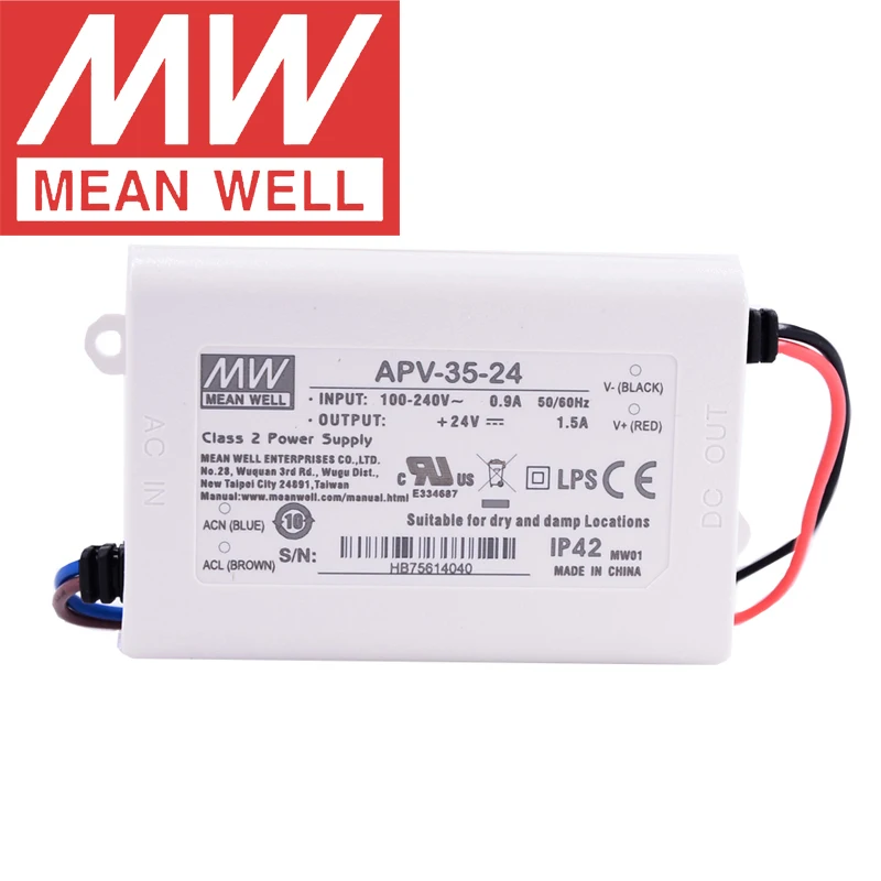 Original Mean Well APV 35 24 meanwell 24V/1.5A Constant Voltage design 36W Single Output LED ...